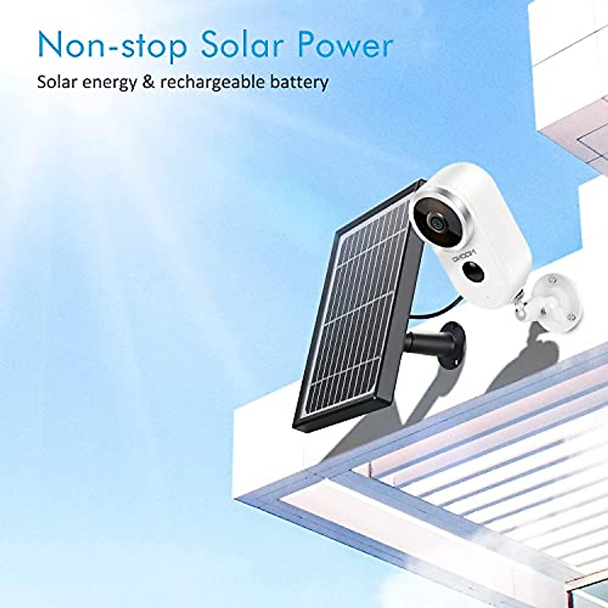Solar Panel Compatible with DIHOOM Wireless Rechargeable Battery Security Camera, IP65 Waterproof Solar Panel with USB Cable, Non-Stop Power Supply for Wire Free Outdoor Indoor WiFi Camera