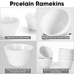12 Pack 8 oz Porcelain Bowls Small Dessert Bowls Porcelain Broth Cups Soup and Dip Bowls for Ice Cream Dipping Sauce Bouillon Soups Side Dishes Salads Cereal Rice, Microwave and Dishwasher Safe, White