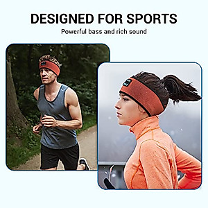 Headband Headphones, Bluetooth 5.3 Sports Headband Wireless Sleep Headphones with Ultra-Thin HD Stereo Speakers Perfect for Sleeping/Workout/Jogging/Yoga/Insomnia/Air Travel/Meditation (Orange)