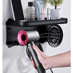 Magik Magnetic Supersonic Hair Dryer Accessories Metal Wall Mount Holder Hanger for Dyson and Other Hair Dryers Bathroom Toothbrush Makeup Cosmetic Shelf Rack Caddy Storage Organizer (Large, Black)