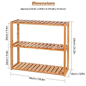 PayLessHere Bamboo Bathroom Shelves, 3-Tier Adjustable Layer Rack, Bathroom Towel Shelf, Utility Storage Shelf Rack, Wall Mounted Organizer Shelf, for Bathroom Kitchen Living Room Holder Natural