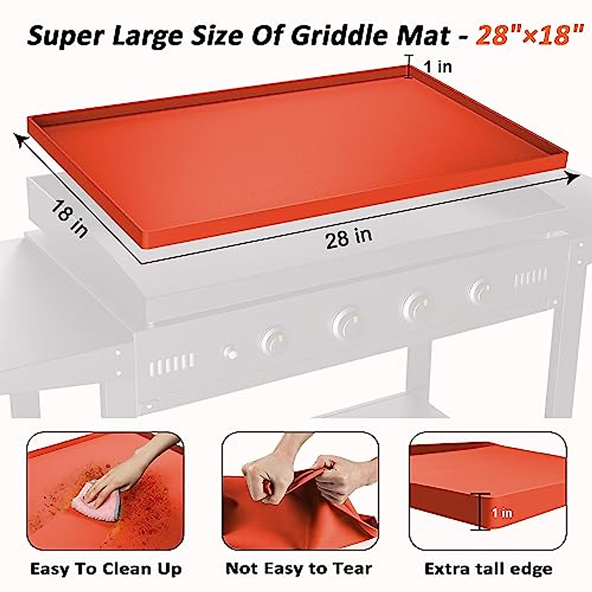 Grill Cover for Outdoor Grill Mat Silicone 28 inch for Blackstone Griddle Cover, BBQ Griddle Cover for Weber Grill Mat, Protect Griddle from Rodents, Insects, Debris and Rust (Orange)