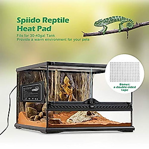 Spiido MET Certified Reptile Heat Pad - Adjustable Temperature Under Tank Heater for 10-20gal/30-40gal Tank, Terrarium Heat Mat for Turtle/Snake/Lizard/Frog/Spider/Plant Box