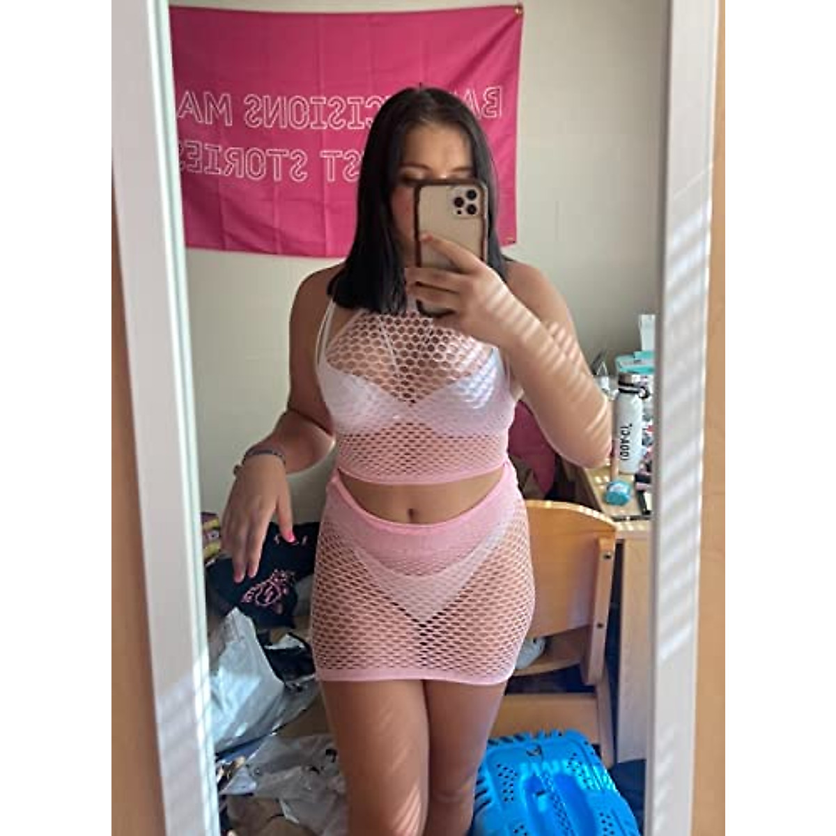 EVELUST Women's Sexy Bikini Rhinestone Studded Panty, Bling Thongs Glitter Stretch G-strings One Piece Underwear(White, S, 1028e)