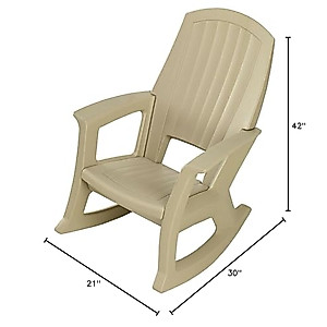 Semco Plastics Rockaway Heavy-Duty All-Weather Plastic Outdoor Porch Rocking Chair for Home Deck and Backyard Patios, Tan (2 Pack)