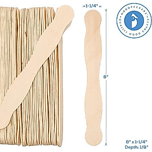 Wooden 8" Fan Handles, Wedding Programs, or Paint Mixing, Pack 100, Jumbo Craft Popsicle Sticks for Auction Bid Paddles, Wooden Wavy Flat Stems for Any DIY Crafting Supplies Kit, by Woodpeckers
