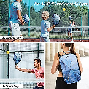 GIGAPOWER Pickleball Paddles | USAPA Approved | Graphite Carbon Face with Polypropylene Honeycomb Core | Lightweight Pickleball Paddles Set of 2 Rackets, 4 Balls and 1 Carry Bag, Ocean Marble