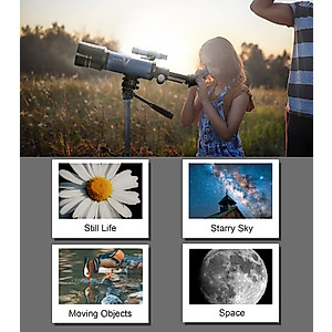 Vanstarry Telescope, 70mm Aperture 400mm AZ Mount Astronomical Refractor Telescopes for Kids Astronomy Beginners, Adjustable Portable Travel Telescopes with Backpack