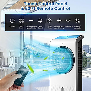 ARLIME Evaporative Air Cooler, 3-in-1 Portable Air Conditioner, AC Fan w/ 3 Modes, 24 Speeds Settings, 12H Timer & Remote Control, Swamp Cooler for Office, Bedroom, Home