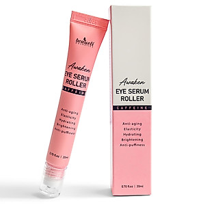 Beaueli Eye Roller and Caffeine Eye Serum - Anti Aging Skin Care with Hyaluronic Acid Niacinamide Peptide - Dark Circles Puffiness - Under Eye Bags - Wrinkles Eye Cream Massager (0.7 fl oz)