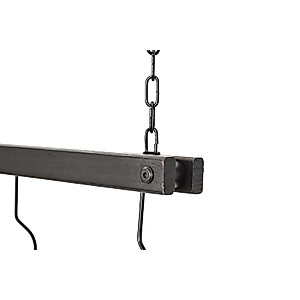 SODUKU Pot and Pan Rack Organizer, Ceiling Mounted Single Wooden Cookware Hanger with 6 Hooks for Pot Pans Utensils Espresso