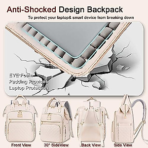 Weitars Lunch Backpack For Women,15.6 Inch Laptop Backpack For Women Backpack, Travel Backpack,Work Backpack For Women (Beige)