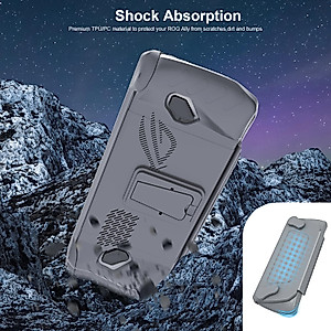 JDDWIN Full Case Compatible with ASUS Rog Ally 2023, Updated Version Protective Case Skin with Detachable Front Shell Cover and Kickstand for Rog Ally,Shockproof/Non-Slip/Anti-Collision (Grey)