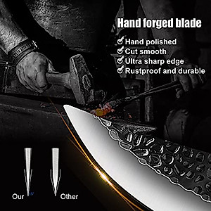 ZENG Butcher Knife Hand Forged Boning Knife with Sheath, Viking Knife, Huusk Japanese Knife, High Carbon Steel Fillet Chef Knife Meat Cleaver Knife for Kitchen, Camping, BBQ
