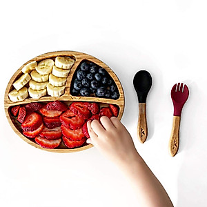 Avanchy Baby Fork Set, Bamboo and Silicone Spork Utensils, Toddler Baby Led Weaning Silverware Cutlery Flatware, Kids First Self Feeding