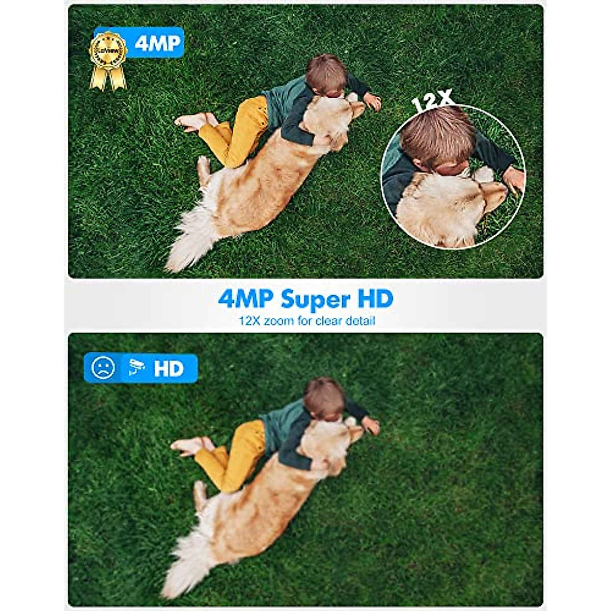 4MP Security Camera Outdoor Wired Starlight Color Night Vision, LaView 2K Cameras for Home Security AI Human Detection & Auto Tracking, IP65 Outdoor Camera 2-Way Audio, US Cloud, Compatible with Alexa