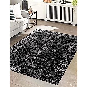 Unique Loom Sofia Collection Area Rug - Casino (5' 1" x 8' Rectangle, Black/ Ivory)