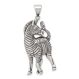 Sterling Silver Antiqued Zebra Pendant QQC4102