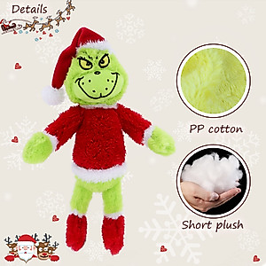 AZATE Christmas Green Monster Plush Toys, Dog Plush, Delightful Gift for Children, Christmas Decorations