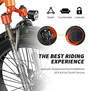 Asomtom 350W Electric City Commuter Bike with 26" x 3.0" Fat Tires, Removable Battery, up to 40 Miles Range, 20+ MPH Speed, UL Certified