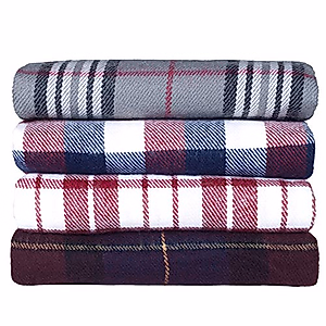 Lavish Home Blue/Red Cashmere-Like Blanket Throw Plaid, 50" x 60"