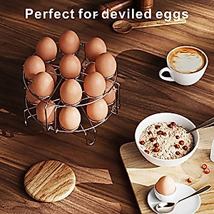 GSlife Egg Steamer Rack - Stainless Steel Trivet for 6, 8 Quart Pressure Cooker, Compatible for Instant Pot Accessories, Cooks 18 Eggs, Stackable Steaming Holders for Eggs, 2 Packs