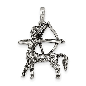Jewelry Stores Network Sagittarius Centaur Archer Zodiac Sign Pendant In 925 Sterling Silver 22 mm x 19 mm