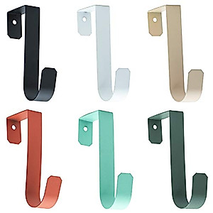 Famgee Over Door Hook Set Single Z-Shaped Metal Door Hangers Organizer Rack for Hanging Clothes Coats Hats Bag Backpack Towels Hold Up to 22Lbs - 6 Colors