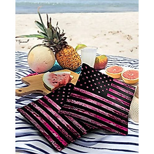 Funnywall88 Waterproof Throw Pillow Covers Set of 2 Camo Independence Day American Flag Patriotic Couch Pillow Cases Outdoor Sofa Cushion Cover Home Decor for Bed Living Room, 16" x 16"