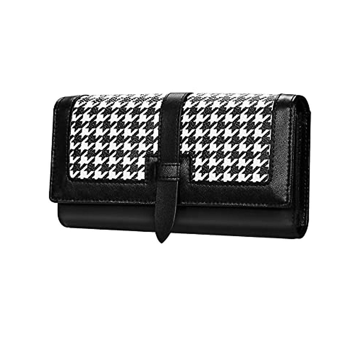 Solaround Leather Wallets for Women Tri-fold Large Capacity Clutch Wallet (Clutch, Black)
