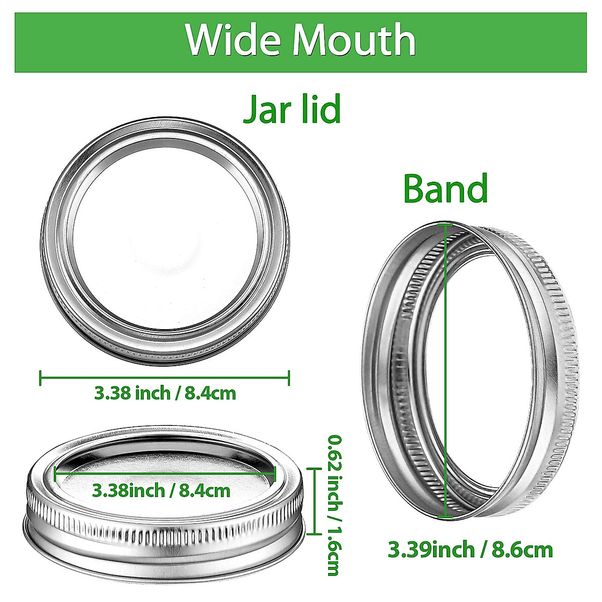 200 Pieces 70 mm Regular Mouth Canning Jar Lids and Bands Silicone Canning Lids with Silicone Seals Rings Split-type Leak Proof Canning Jar Caps