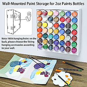 Sanfurney 49 Holes Craft Paint Storage Organizer Vertical Paint Rack Stand for Apple Barrel, Folkart -2oz Craft Paints, Wall-mounted