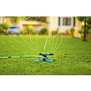 Signature Garden Water Sprinklers for Yard, Three Arm Sprinkler, 12 Built-in Spray Nozzles, 360 Degree Rotation, Connect Multiple Large for Large Or Small Grass Lawn Area