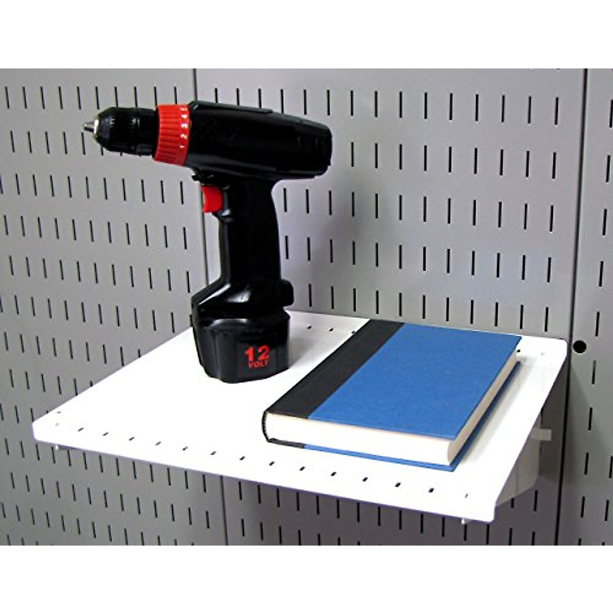Wall Control Pegboard Shelf 12in Deep Pegboard Shelf Assembly for Wall Control Pegboard and Slotted Tool Board – White