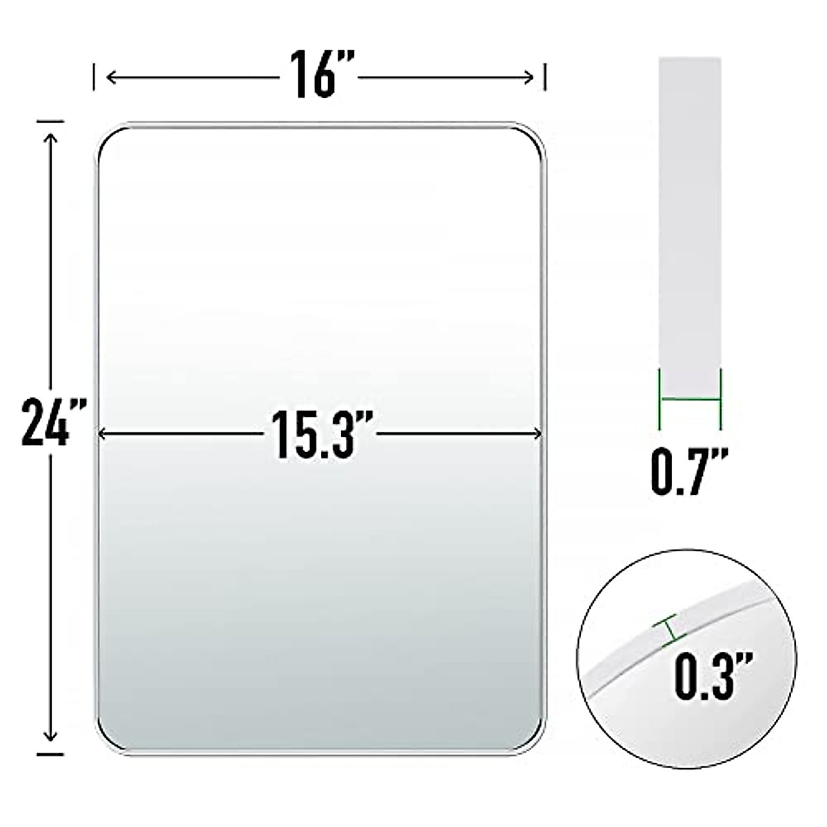 SCWF-GZ 16x24 Square Mirror Full Length Wall Mounted Hanging or Against Wall Metal Frame Dressing Make-up Mirrors for Entryway Bedroom Bathroom Living Room 16 24 inch Silver