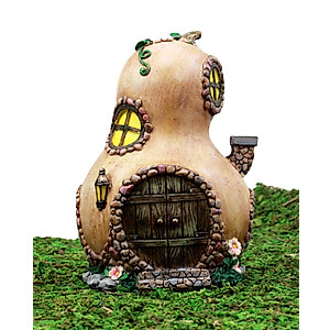 Ebros Gift Enchanted Fairy Garden Miniature Halloween Gourd Cottage House Figurine 6.25" H Do It Yourself Ideas for Your Home