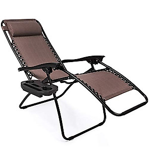 Best Choice Products Set of 2 Adjustable Zero Gravity Lounge Chair Recliners for Patio, Pool w/ Cup Holders - Brown