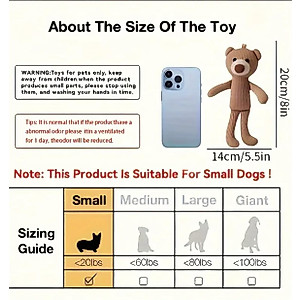 Squeaky Bear Dog Toys, Durable Plush Chew Cute Toy for Small or Medium Breeds, Set of 2, Bear Figures, Dog's Besties, Interactive Bear Animals, Promotes Dental Health and Hygiene (Brown and Beige)
