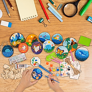 FTBox Wooden Crafts Gift for Kids, Wood Slices Arts & Crafts Christmas Gifts for Boys and Girls Ages 4-12, Craft Activities Diamond Crafts Art Toys for 6 7 8 9 10 11 12 Year Old