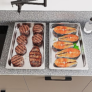 Full Size Steam Table Pans, 6pcs 4 Inch Deep Food Steam Table Pan Stainless Steel Hotel Pan for Food Warmer Party Restaurant Catering Supplies