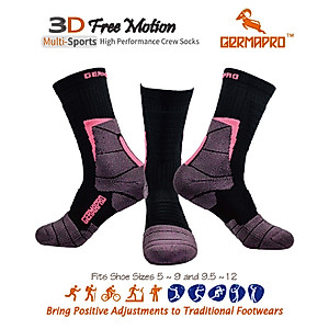 Women's Breathable Hiking Work Boot Socks w/Anti-Stress Moisture Wicking Germanium & Coolmax Lite-Compression 2 Prs