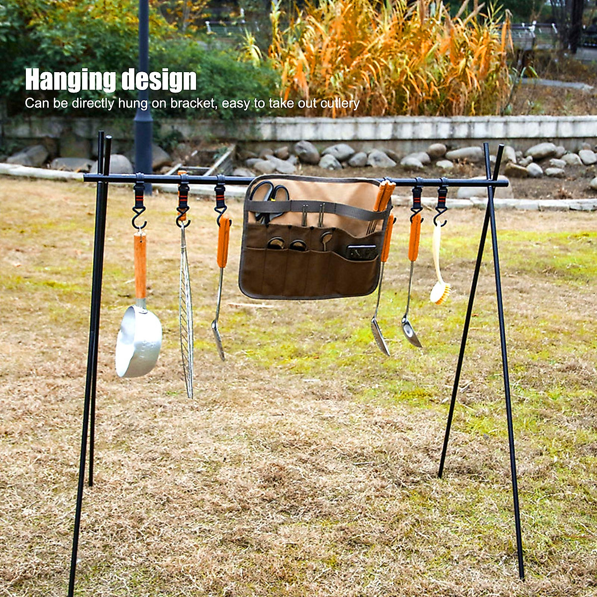 Camping Tableware Bag, Picnic Camping Organizer Picnic Cutlery Roll Flatware Organizers Hanging Storage Bag, for Outdoor Picnic Barbecue