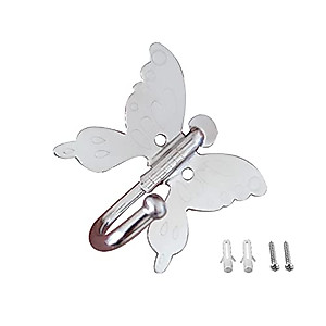 AOLZUNK Butterfly Hook 5 Set Stainless Steel Cute Butterfly Shaped Single Hooks, Coat Hooks, Key Hooks, Wall Hangers Heavy Duty Hooks for Hanging Coat/Hat/Towel/Robe/Bathroom Hooks