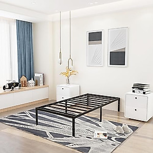 Yedop 18 Inch Twin XL Bed Frames, No Box Spring Needed, 2500 lbs Heavy Duty Steel Slat Support, Non-Slip XL Twin Bed Frame, Metal Platform Bed Frame Twin XL Black