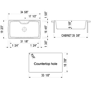 ALFI brand AB3520DI-B Drop-In Single Bowl Granite Composite Kitchen Sink, 35", Biscuit