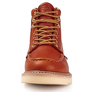 SUREWAY 6” Wedge Moc Toe Work Boots for Men - Soft Toe, Premium Full-Grain Leather, Lightweight Work Boots/Shoes, Comfort Insole, Superior Oil/Slip Resistant, Real Goodyear, EH Rated Industrial