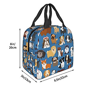 VOOHDDY Cute Dog Puppy Insulated Lunch Bag For Men Women Reusable Lunch Box Container Waterproof Portable Cooler Thermal Tote Bag For Work Office Picnic Beach Travel