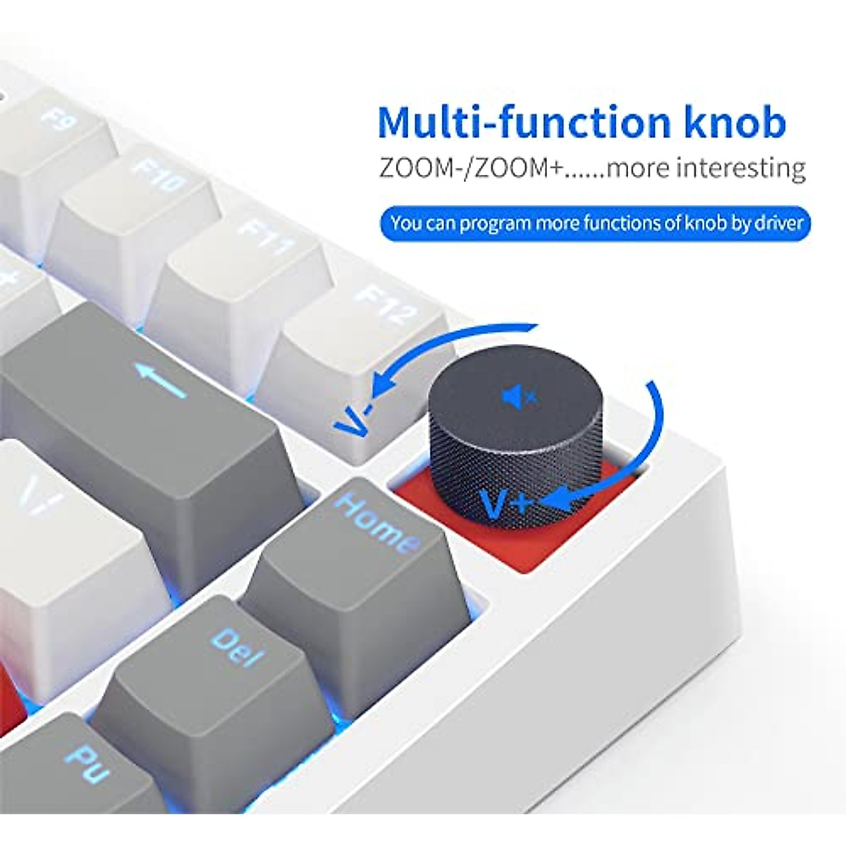 BOYI GK75 Tri-Mode 75% Keyboard with Knob Hot Swappable RGB Gaming Keyboard,2.4Ghz/Bluetooth 5.0/Wired Keyboard 80 Keys Programmable Mechanical Keyboard(Skyloong Red Switch,Cool-Red Theme)