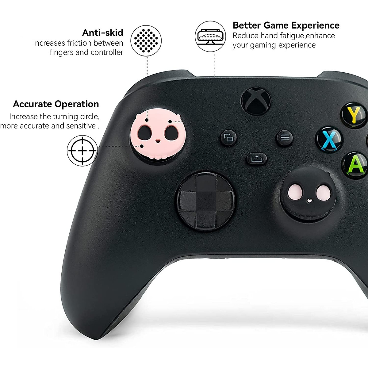 GeekShare Halloween Cute Xbox One Controller Thumb Grips, Soft Silicone Thumbsticks Cover Caps Set Compatible with Xbox One Controller, 2 Pair / 4 Pcs - Pink Skull