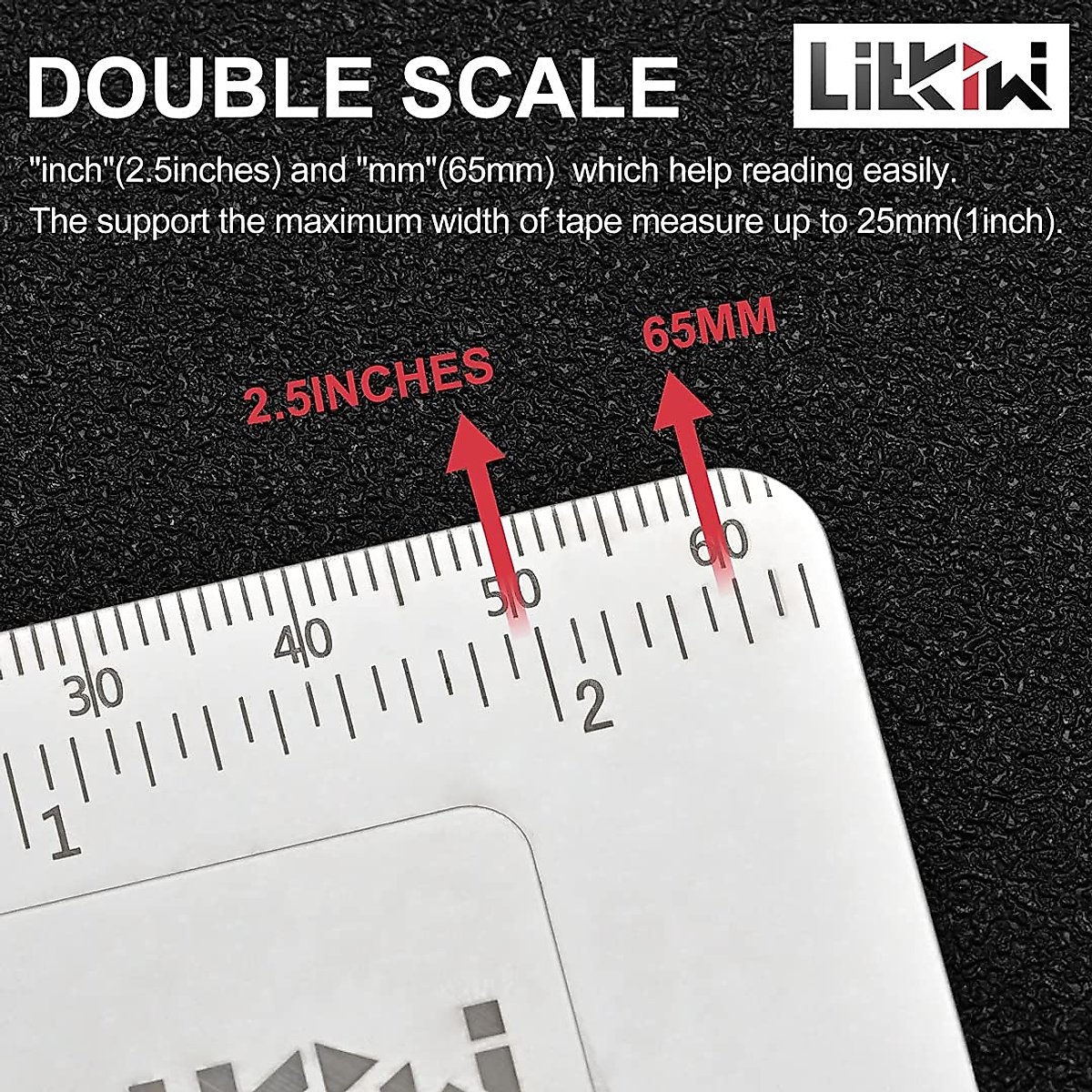 LitKiwi 2PCS Double Scale Measuring Tape Clip,304 Stainless Steel Corner Measuring Tool,Tape Accurately Position Measure Tool,Fixed Point Measurement,Corners Clamp Precision Marking Tool
